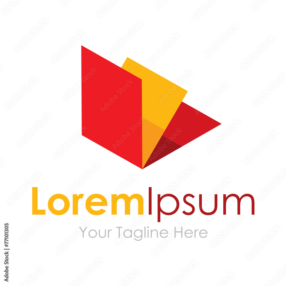 Red and gold open file element icon logo for business Stock ベクター ...