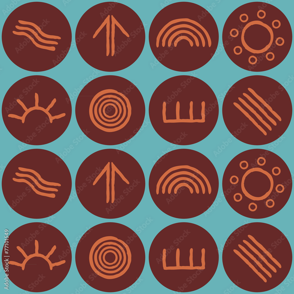seamless background with symbols of Australian aboriginal art Stock ...