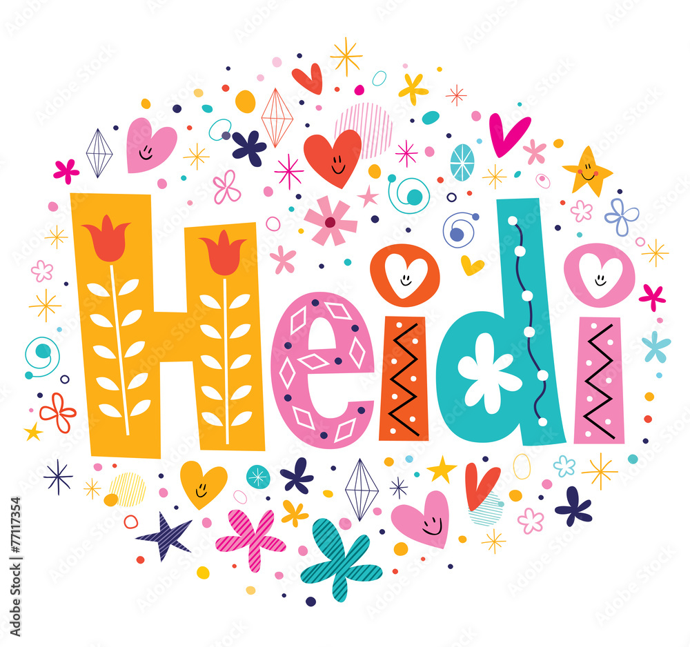 Heidi girls name decorative lettering type design Stock Vector | Adobe ...