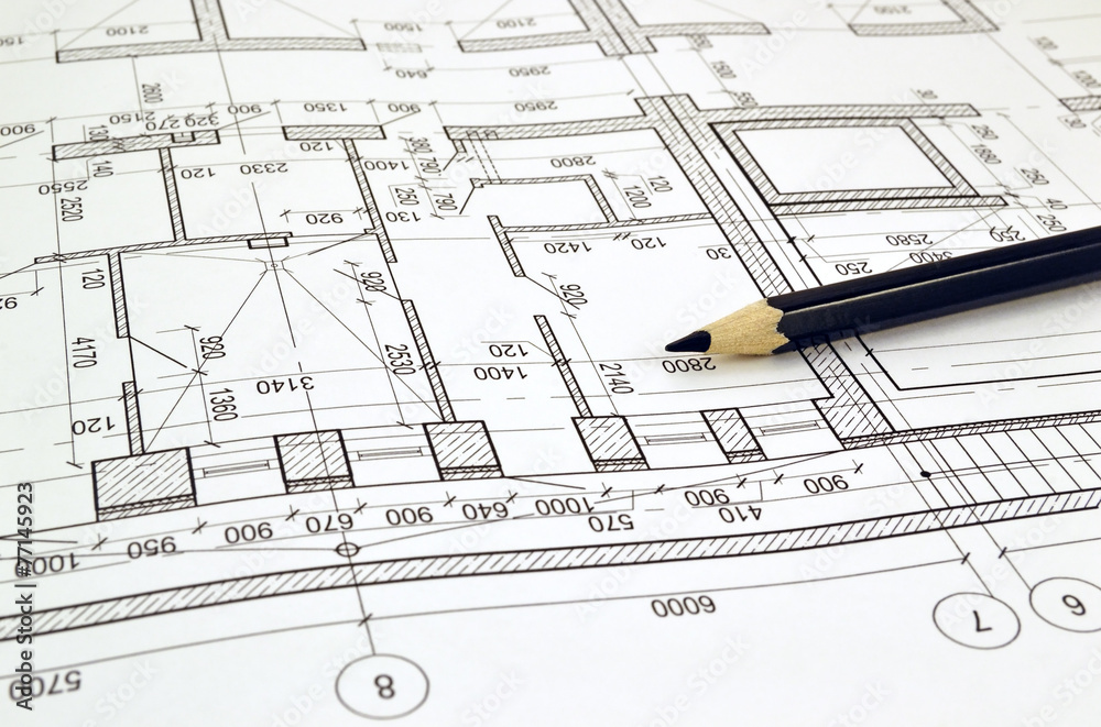 Drawing a floor plan of the building Stock Photo | Adobe Stock