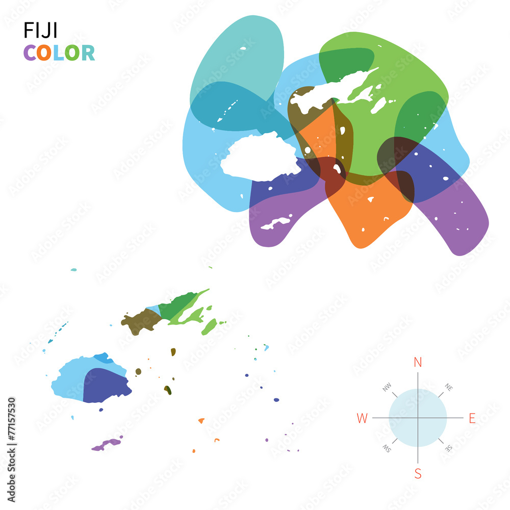Abstract vector color map of Fiji Stock Vector | Adobe Stock