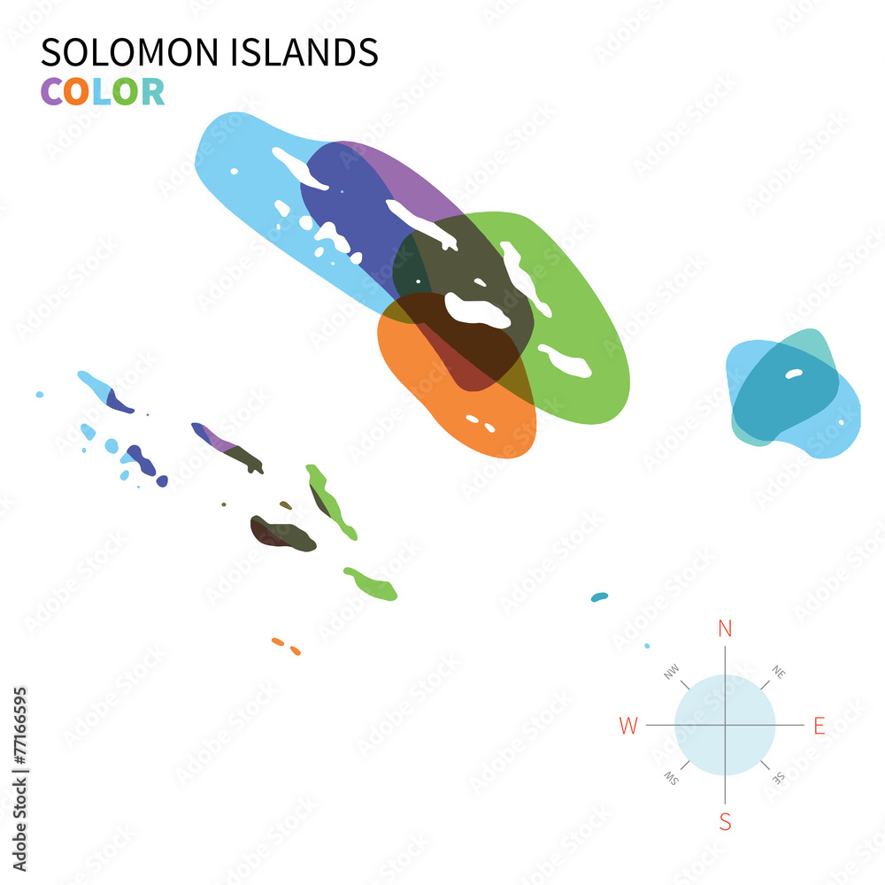 Abstract vector color map of Solomon Islands Stock Vector | Adobe Stock