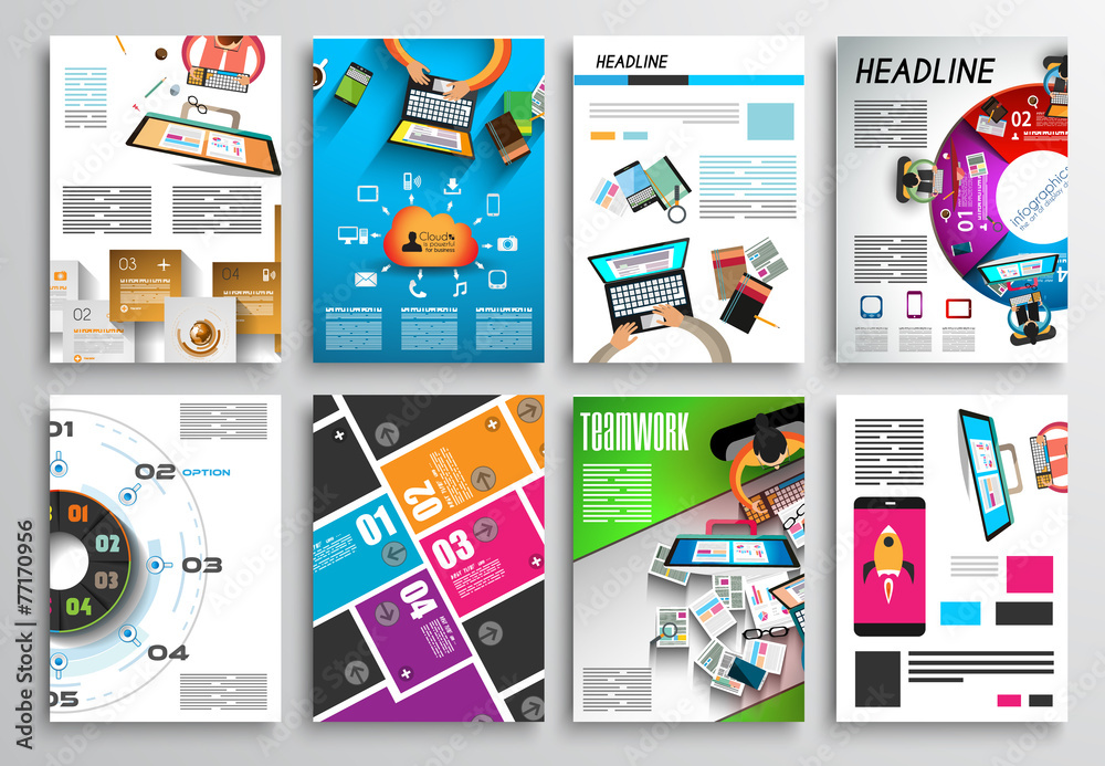 Set of Flyer Design, Infographics. Brochure Designs, Technology Stock ...