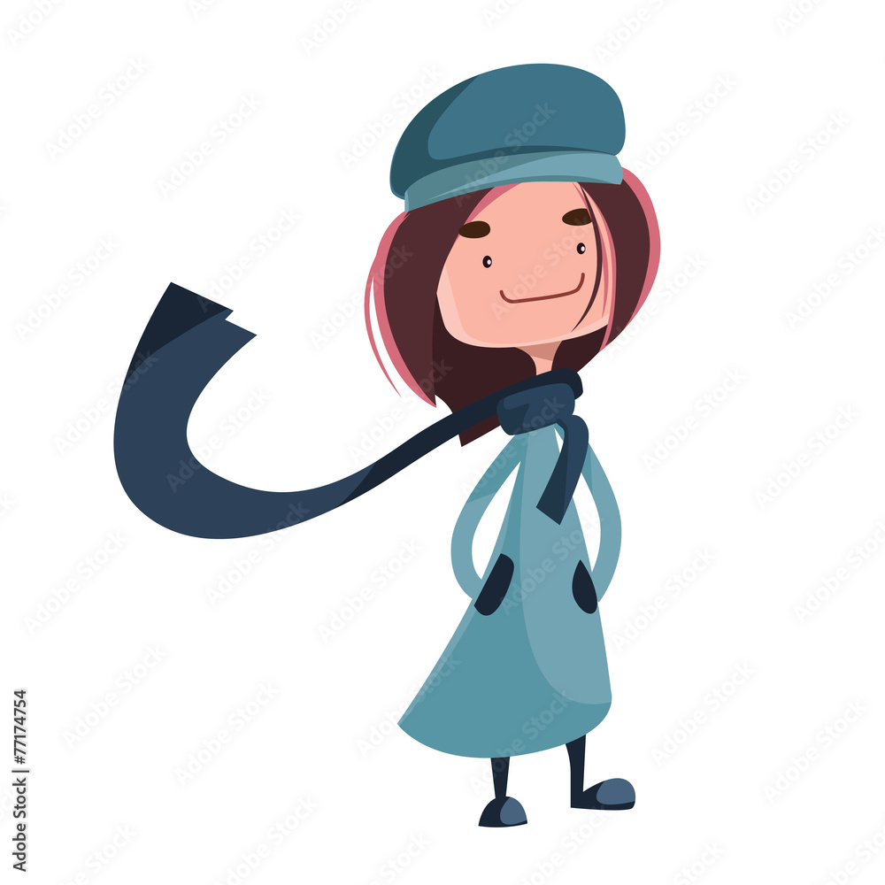 Mysterious young girl vector illustration cartoon character Stock ...