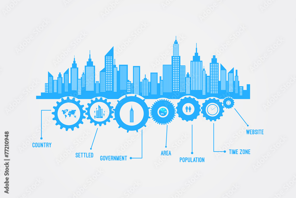 City Skyline Skyscrapers Vector Infographics Stock Vector | Adobe Stock