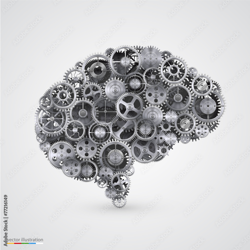 Cogs in the shape of a human brain Stock Vector | Adobe Stock