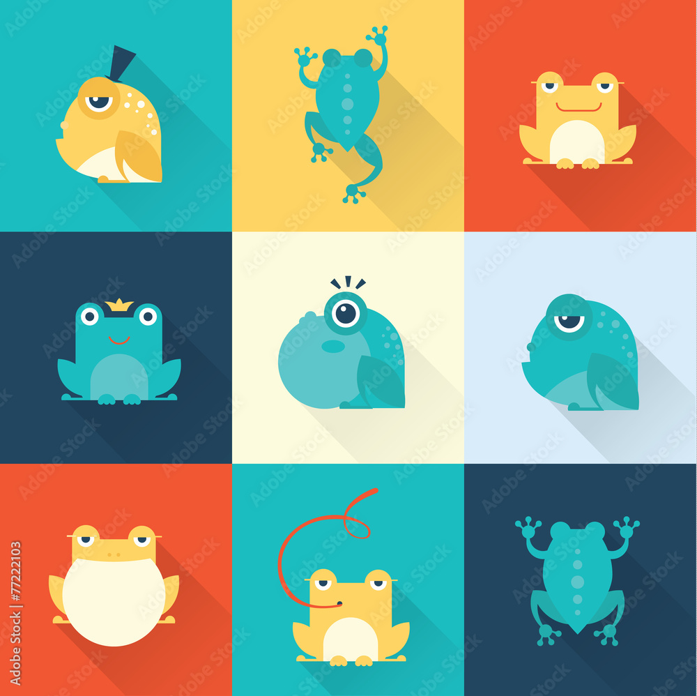 Frog characters flat Stock Vector | Adobe Stock
