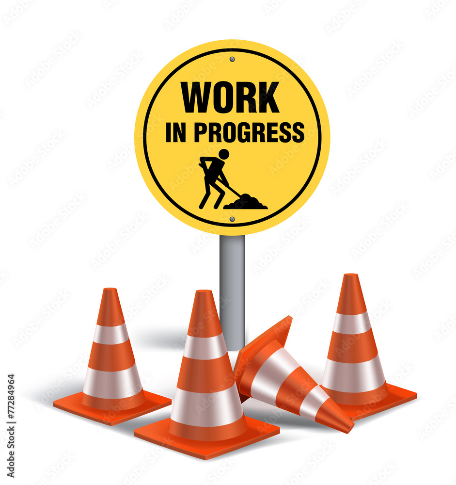 Work in progress Sign in White Background Stock Vector | Adobe Stock