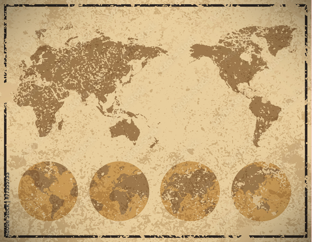 world map in vintage pattern paper, vector illustration Stock Vector ...