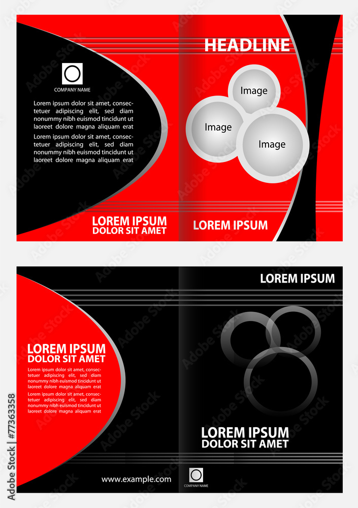 Empty bifold brochure template design with red color booklet Stock ...