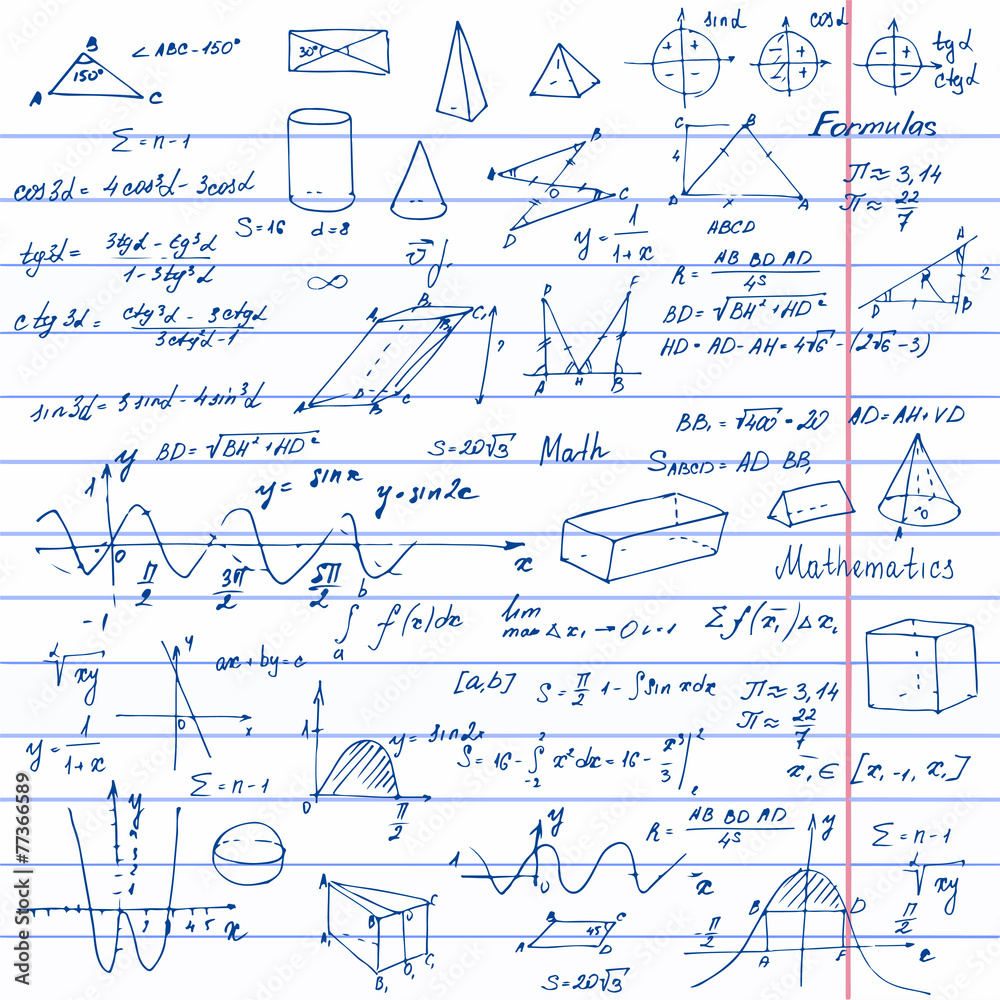 Math. Background with trigonometry formulas. Stock Vector | Adobe Stock