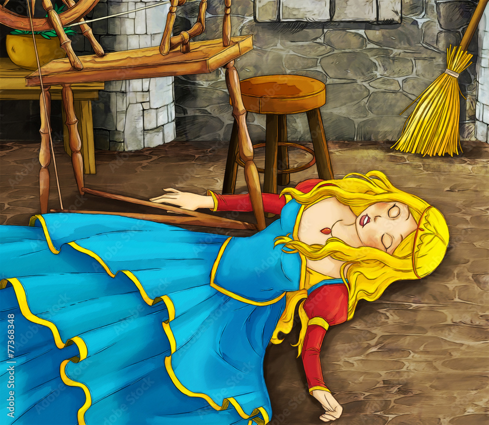 Cartoon scene of a princess lying on the floor unconscious ...