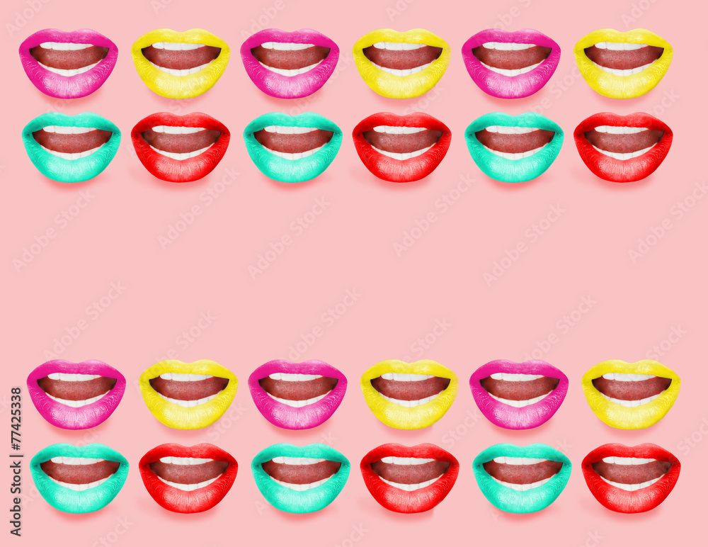 Space for your text in frame made of open mouths with bright Photos ...