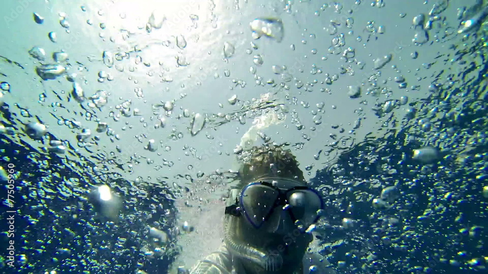 Sea and water life, people having fun, sea creatures with corals ...