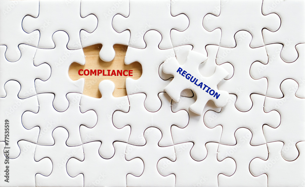 Compliance and Regulation words puzzle piece,business concept Stock ...