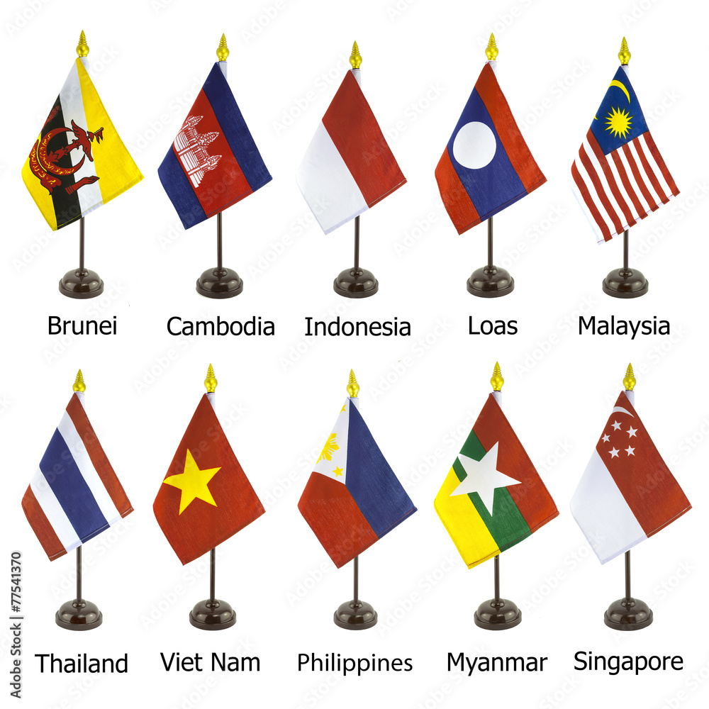 Desktop national flags of AEC , Asean economic community Stock Photo ...
