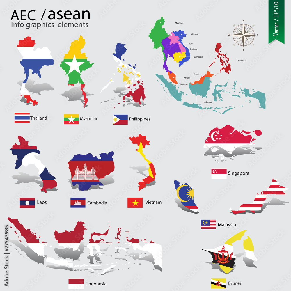 AEC map infographic elements, ASEAN Stock Vector | Adobe Stock