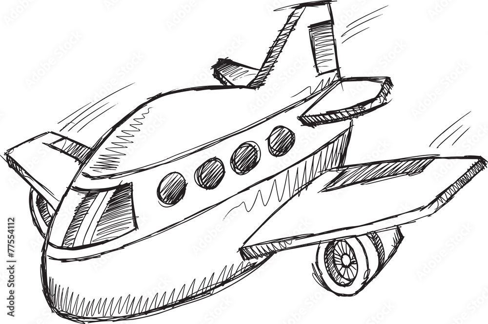 Jumbo Jet Doodle Sketch Vector Illustration Art Stock Vector | Adobe Stock