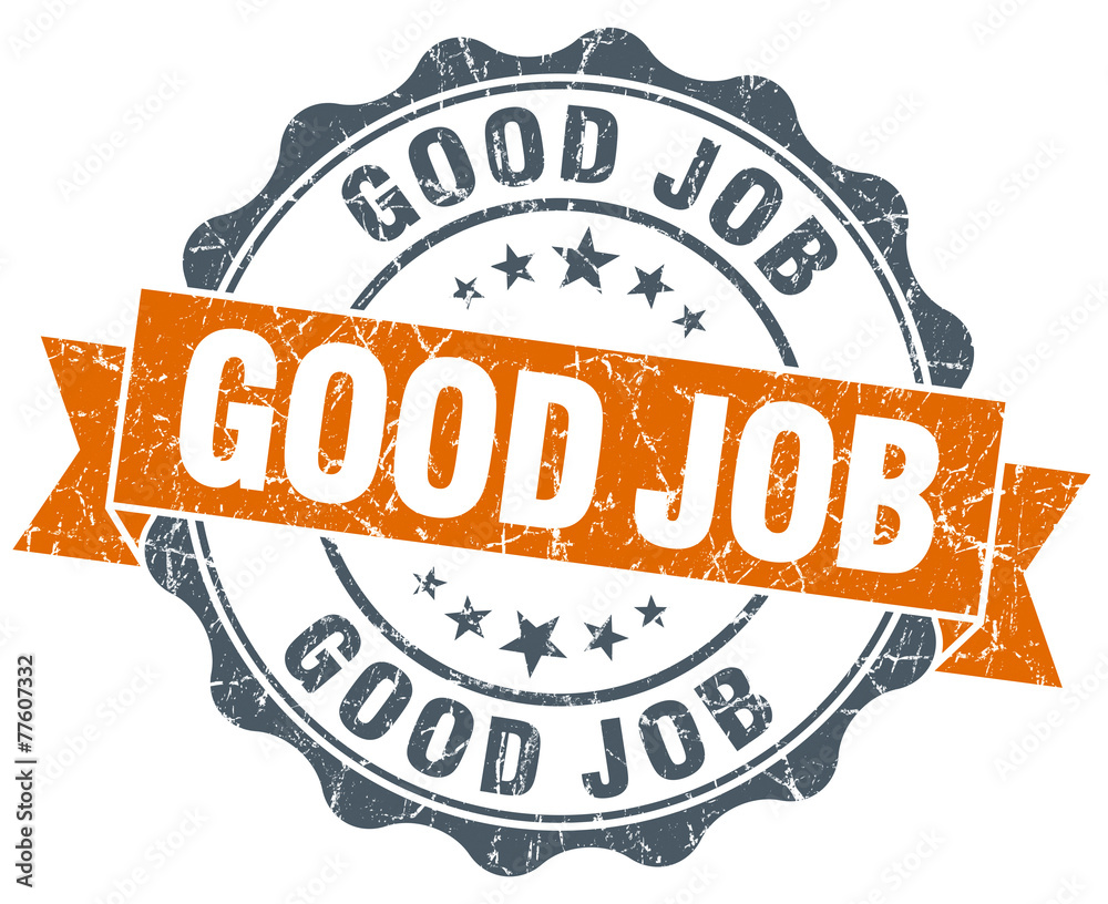 good job orange vintage seal isolated on white Stock イラスト | Adobe Stock