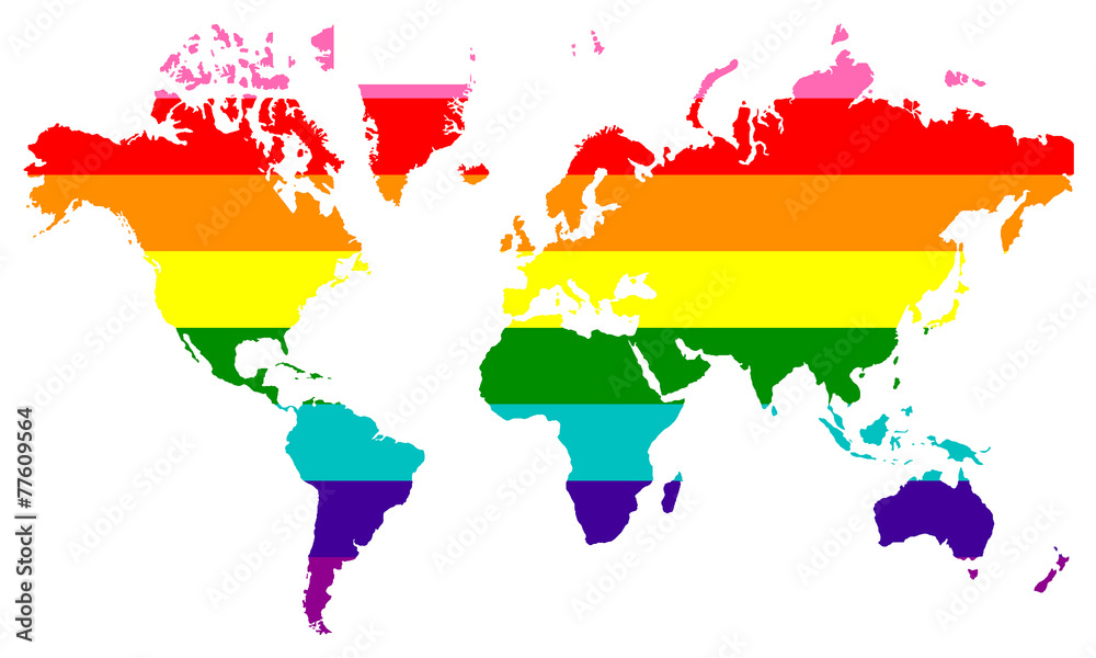 LGBT Flag over world map vector Stock Vector | Adobe Stock