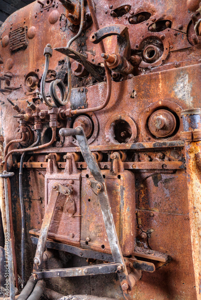Old steam train engine with rust and damage Stock Photo | Adobe Stock