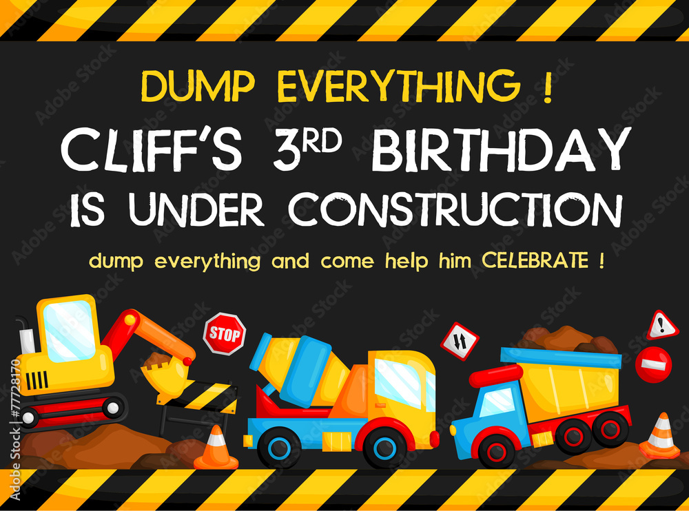 construction birthday card Stock Vector | Adobe Stock