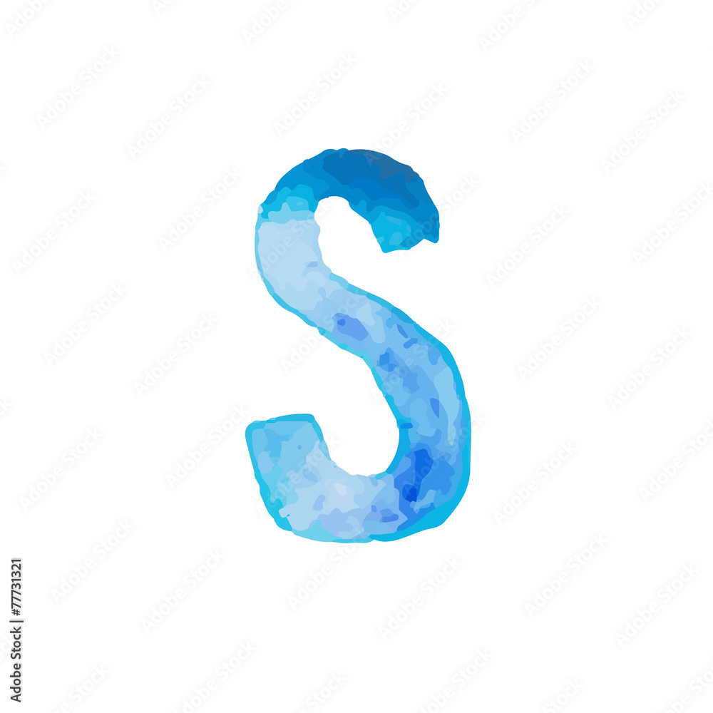 Letter S Colorful watercolor aquarelle font type handwritten Stock ...
