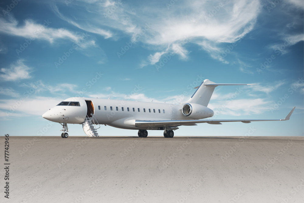 Business jet plane on the ground. Stock Photo | Adobe Stock
