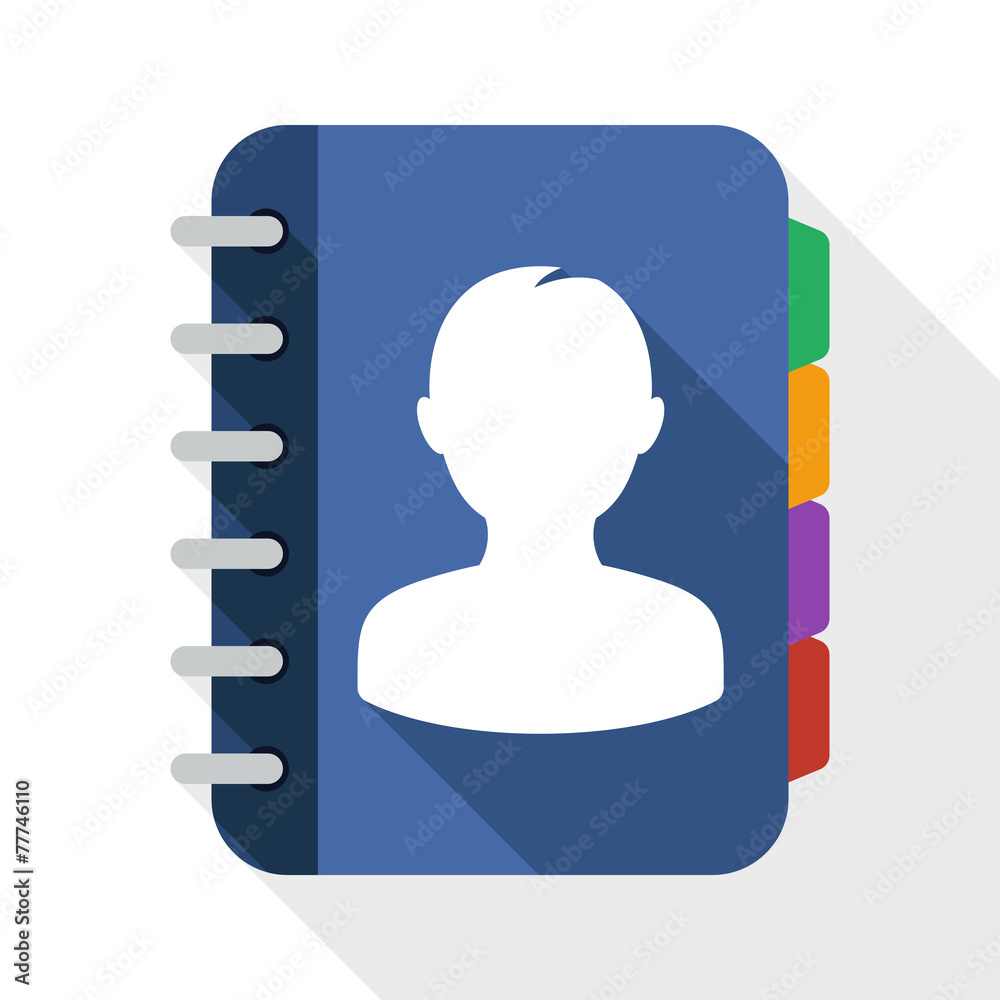 Address book flat icon with long shadow on white background Stock ...