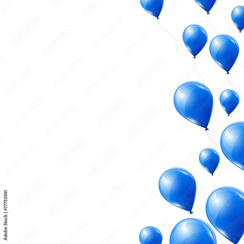 Blue balloons on white background Stock Vector | Adobe Stock