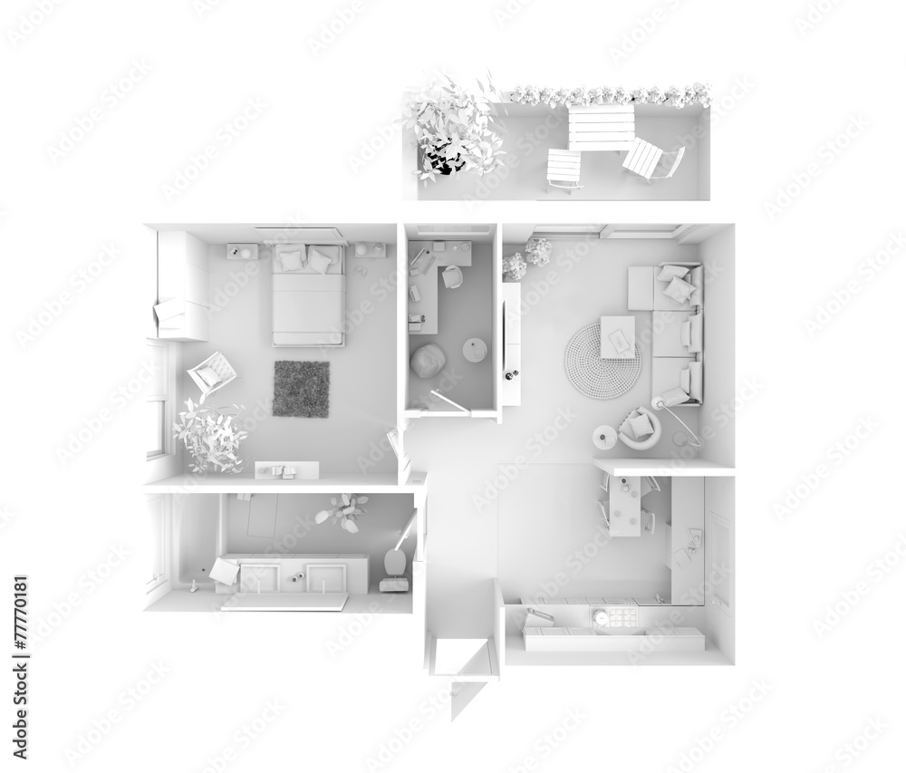 House plan top view - interior design Stock Illustration | Adobe Stock