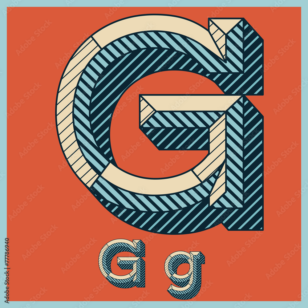 Etched vector set of old school beveled alphabet. Letter G Stock Vector ...