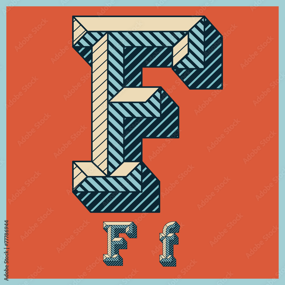 Etched vector set of old school beveled alphabet. Letter F Stock Vector ...