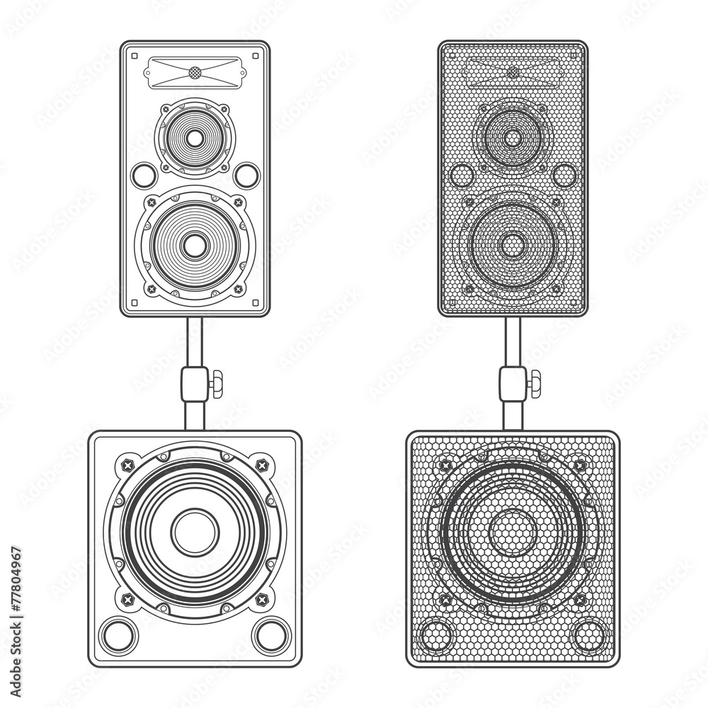 vector outline loudspeakers kit satellites stands with subwoofer Stock ...