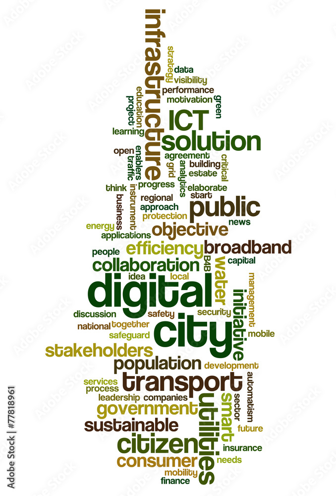 Word cloud related to smart digital city, infrastructure, ICT Stock ...