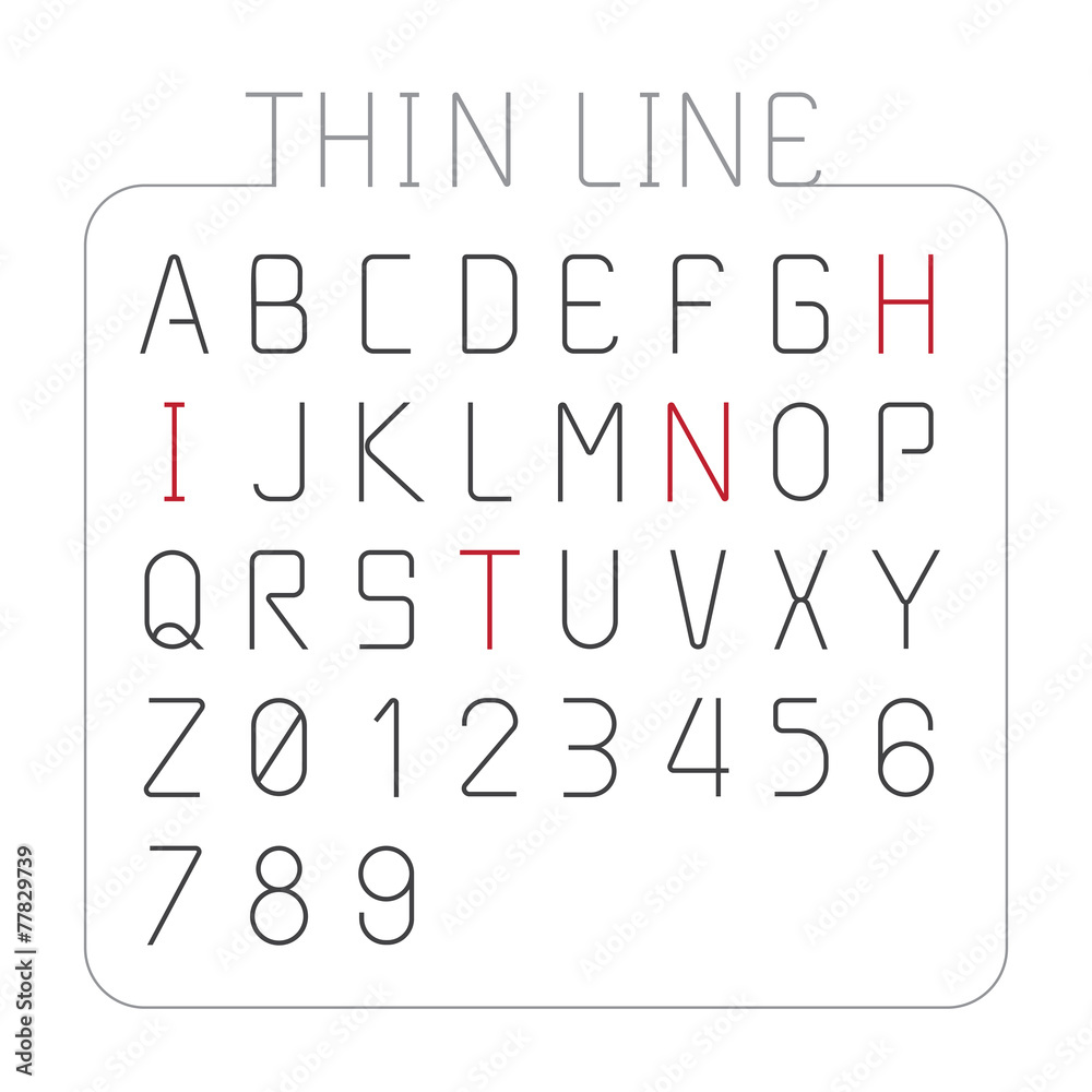 Vector font thin line alphabet character style design set Stock Vector ...
