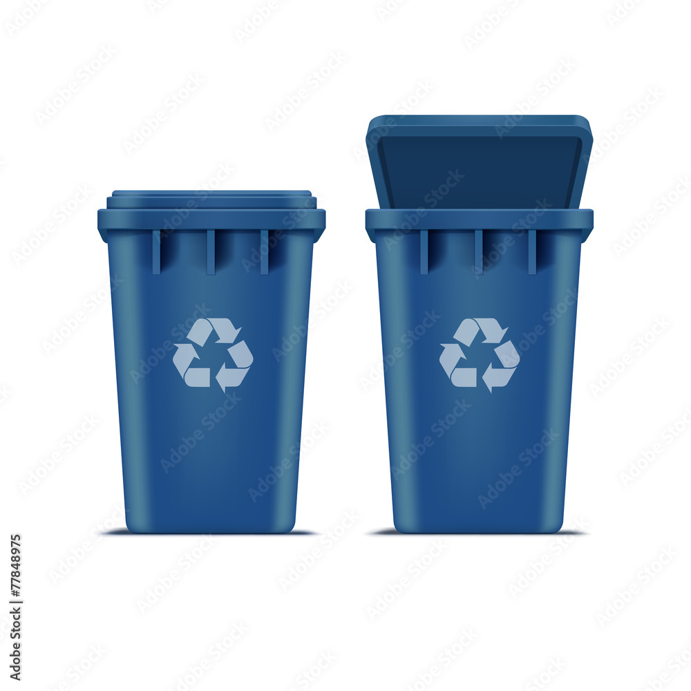 Vector Blue Recycle Bin for Trash and Garbage Stock Vector | Adobe Stock