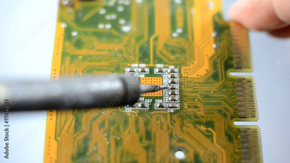 Engineer is making electronic board on a white background Stock Video ...