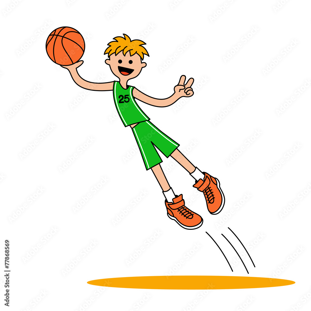 jumping basketball player1 Stock Vector | Adobe Stock