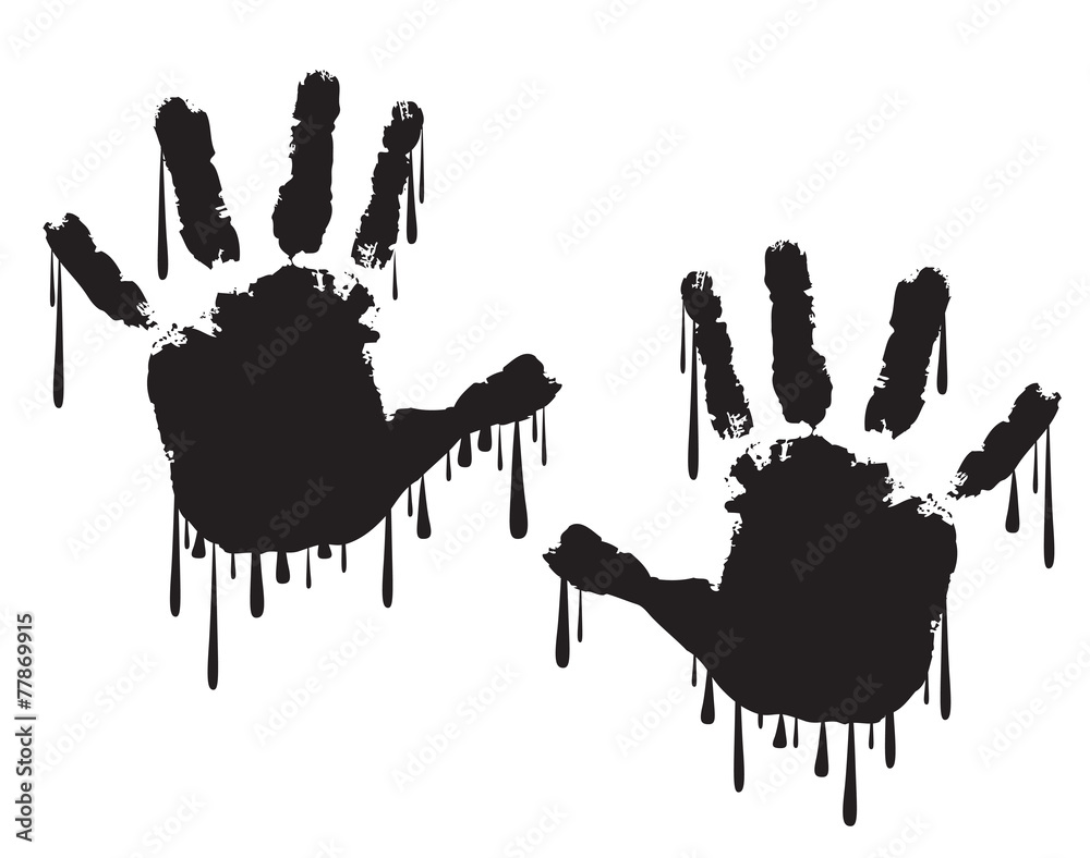 Handprint with dripping paint Stock Vector | Adobe Stock