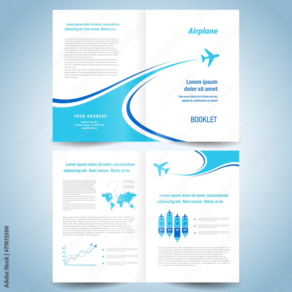 brochure design template - booklet catalog airplane flight line Stock ...