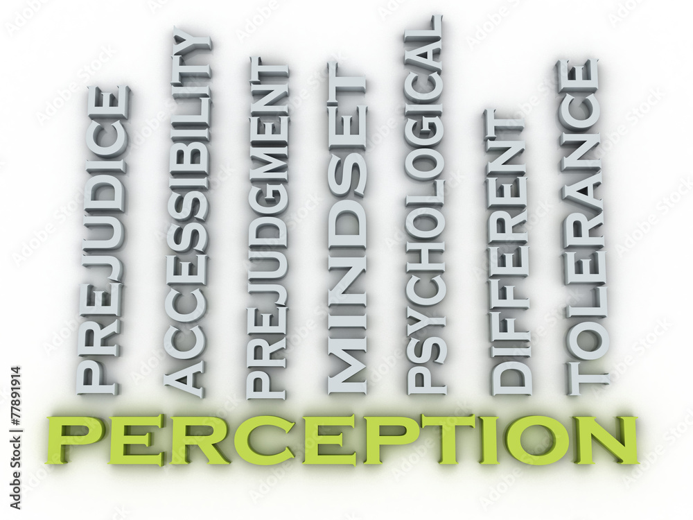 3d image Perception issues concept word cloud background Stock ...