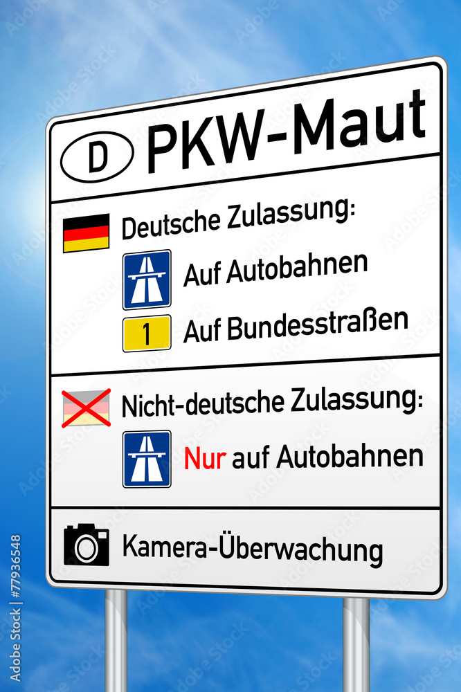 Schild PKW Maut in Deutschland Stock-Illustration | Adobe Stock