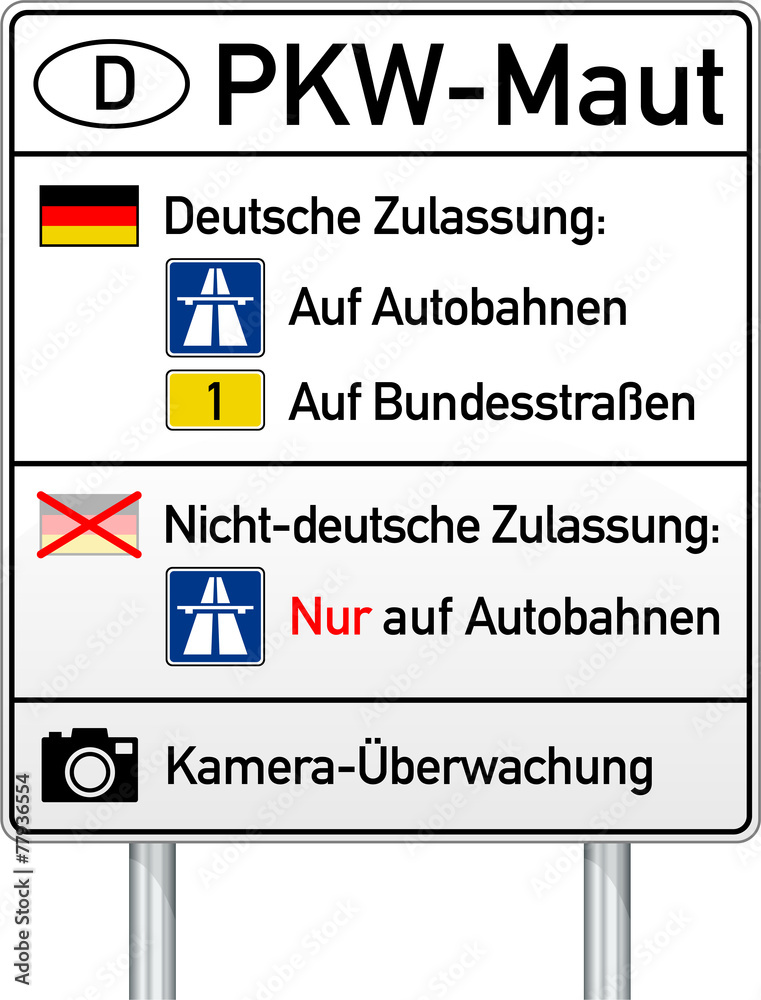 Verkehrsschild PKW Maut Stock-Vektorgrafik | Adobe Stock