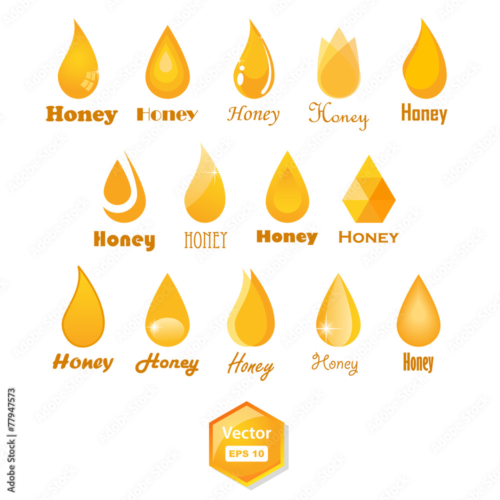 vector collection of honey drop icons Stock Vector | Adobe Stock
