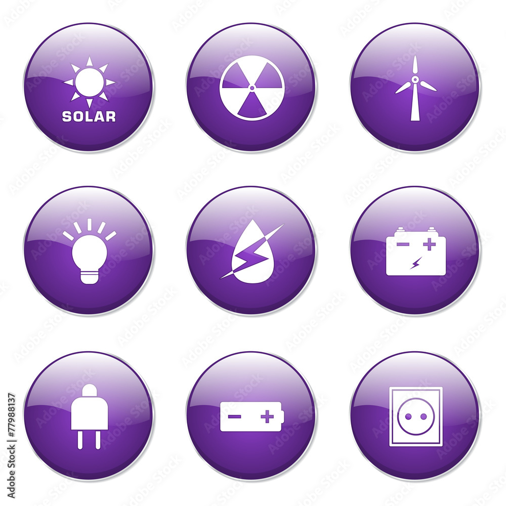 Energy Sign And Symbol Violet Vector Button Icon Stock Vector | Adobe Stock