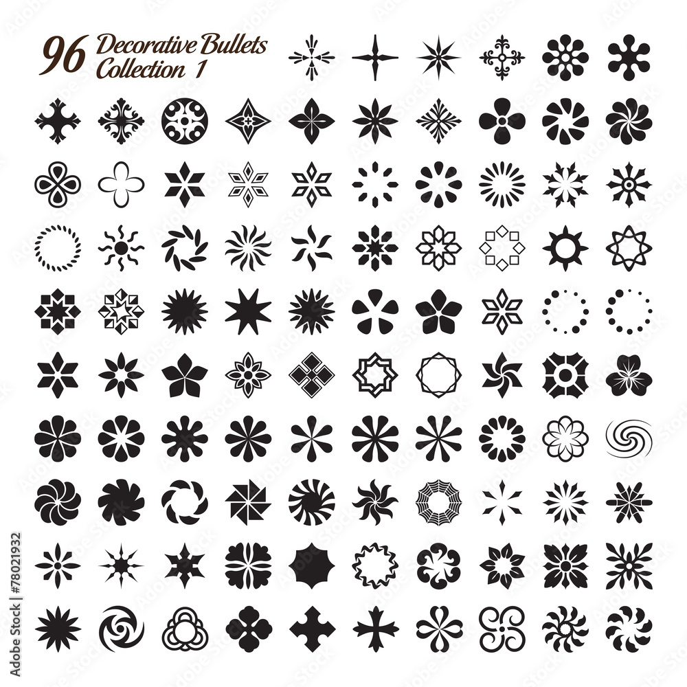 Collection of 96 Decorative Bullets vector de Stock | Adobe Stock
