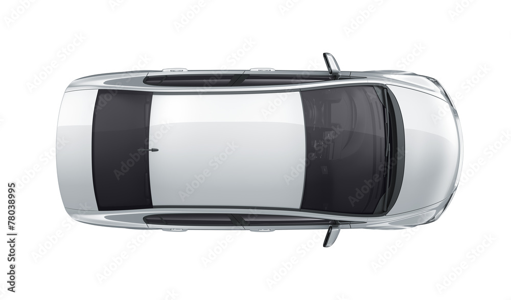 Compact white car - top view Stock Illustration | Adobe Stock