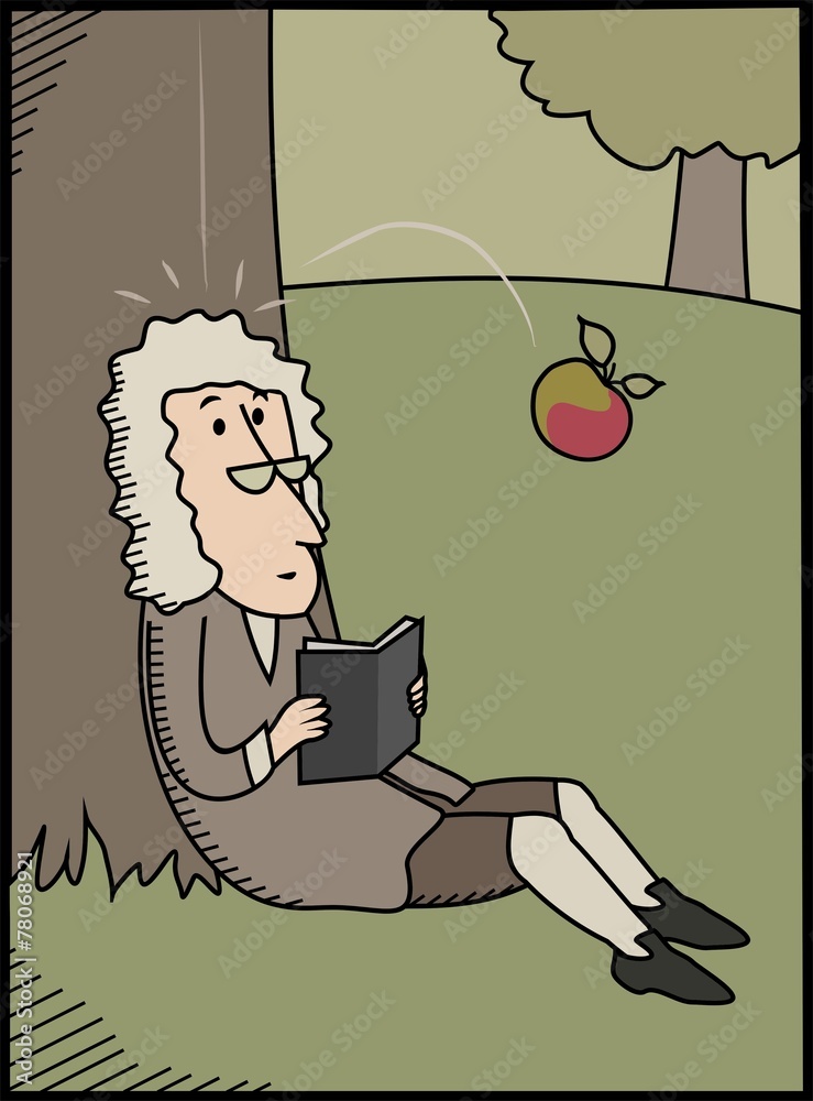 Isaac Newton & Apple Stock Vector | Adobe Stock