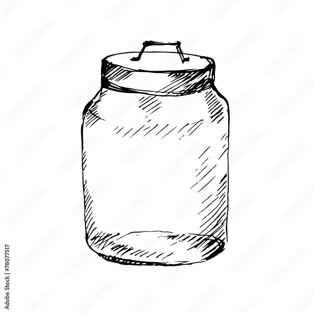 Glass jar. Sketch. Vector illustration. Stock Vector | Adobe Stock